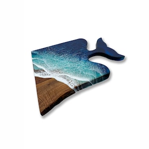 Resin Wave Whale Tail Cutting Board, Live Edge, Black Walnut Wood ...