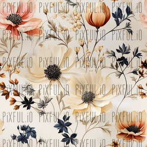 Floral Digital Paper Seamless Watercolor Painting of Wildflowers in ...