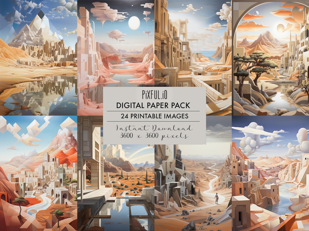 Cubist Desert Ridge Dream Paper Digital Patterns 24 Pack - Etsy