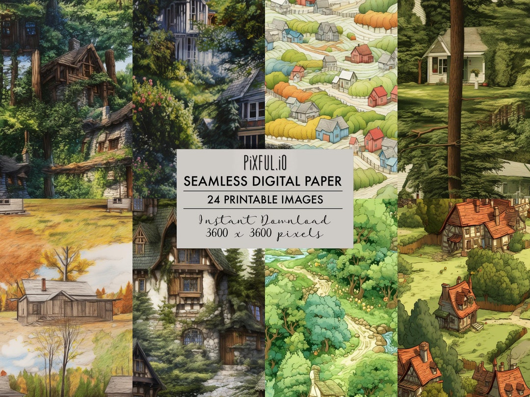 Seamless Colored Pencil Illustration of Cottagecore Patterns - Etsy