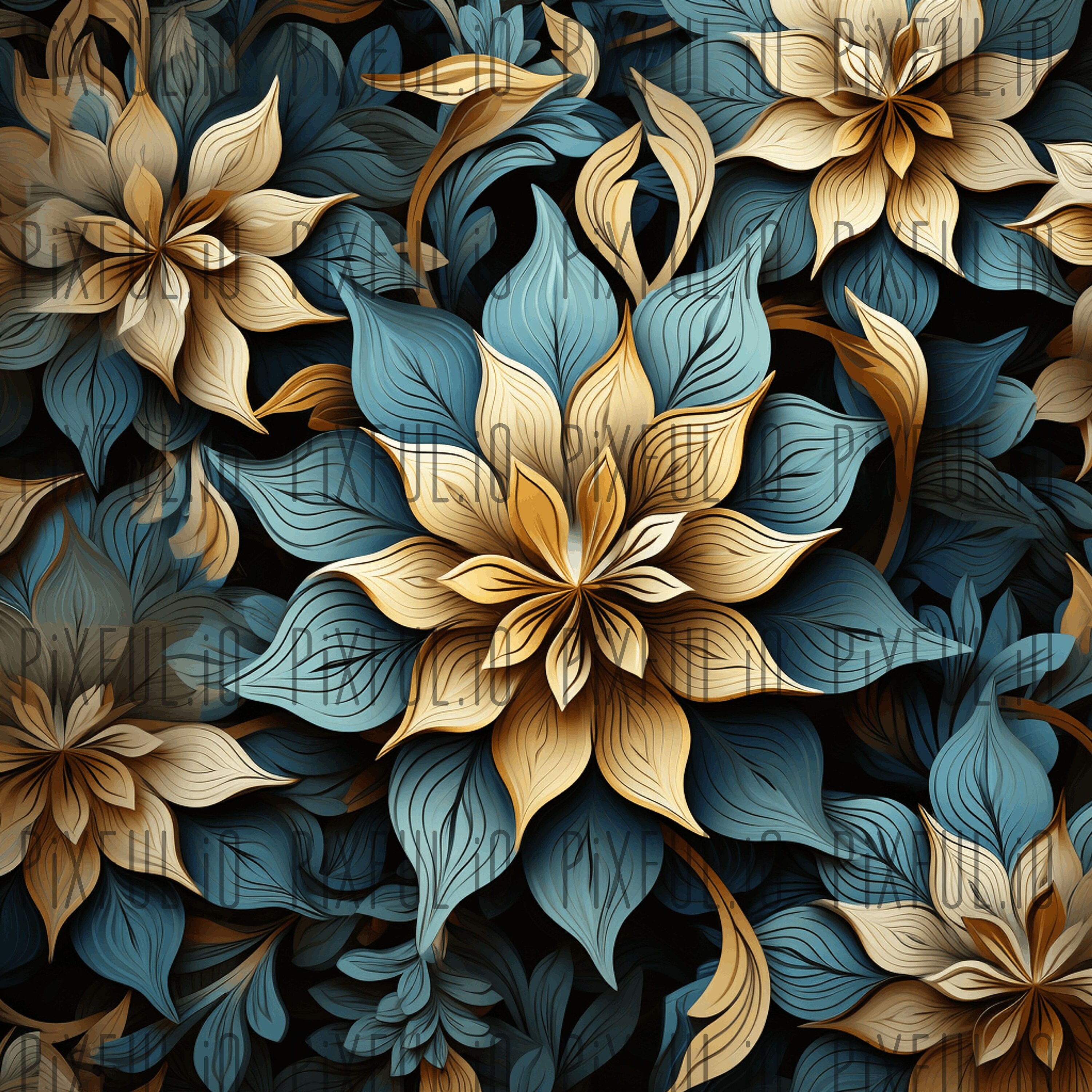 3D Victorian Flowers Paper, Digital Patterns 24 Pack, Clip Art Png ...