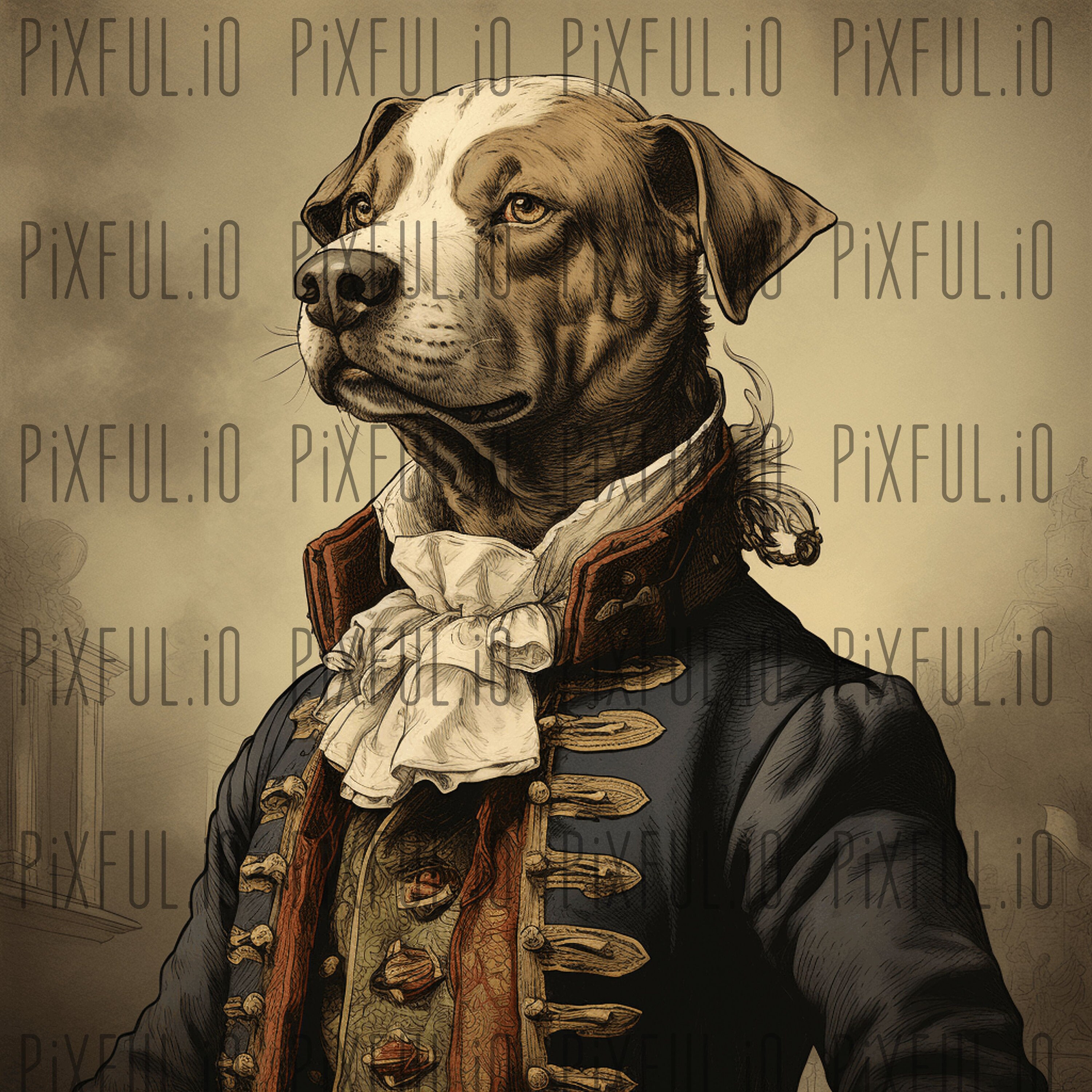 1700s Vintage Dog Illustration 2 Digital Paper 24 Pack, Junk Journal ...