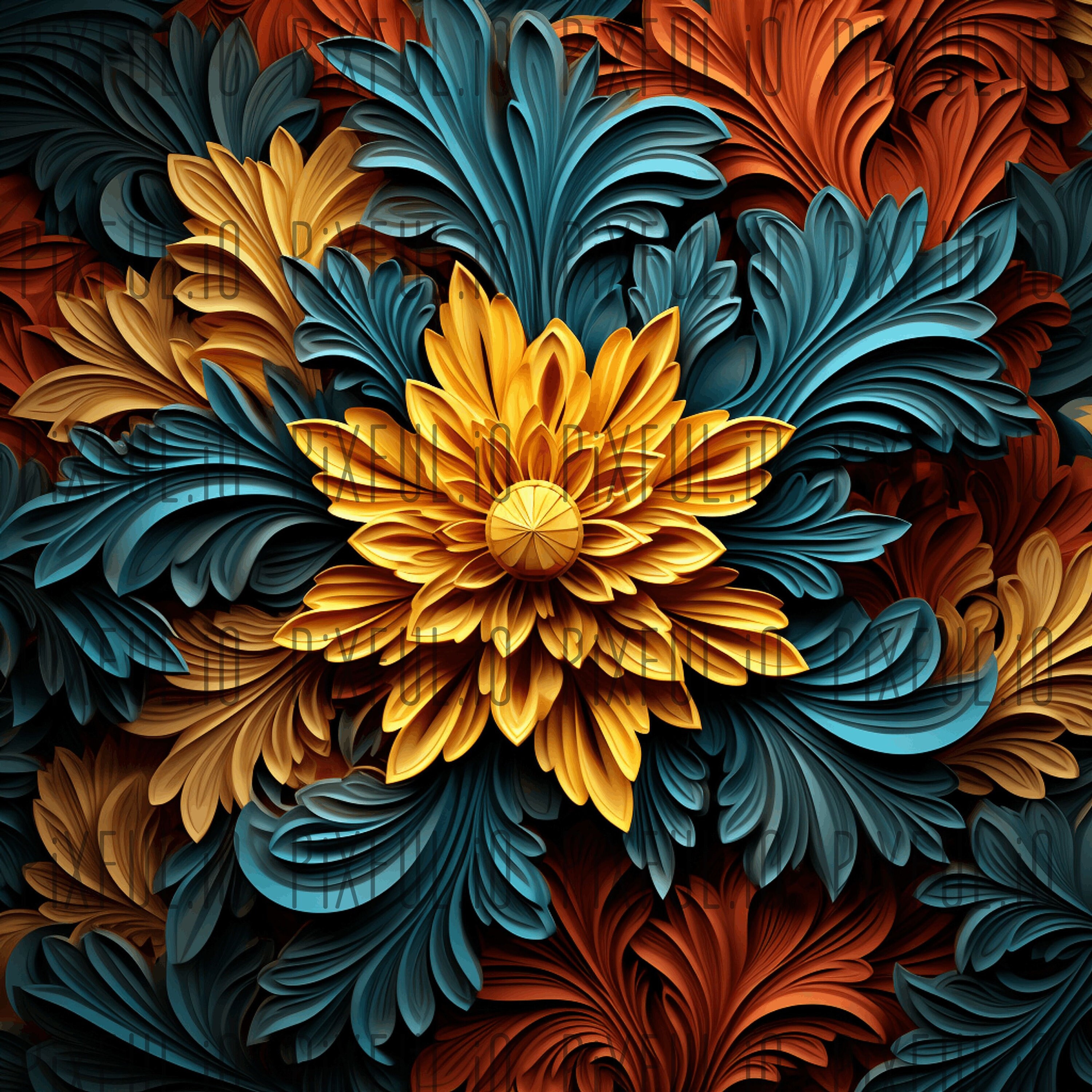 3D Victorian Flowers Paper, Digital Patterns 24 Pack, Clip Art Png ...