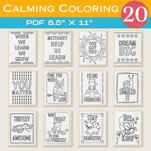 20 Calming Coloring Pages, School Counselor Activity Pages, Feelings ...