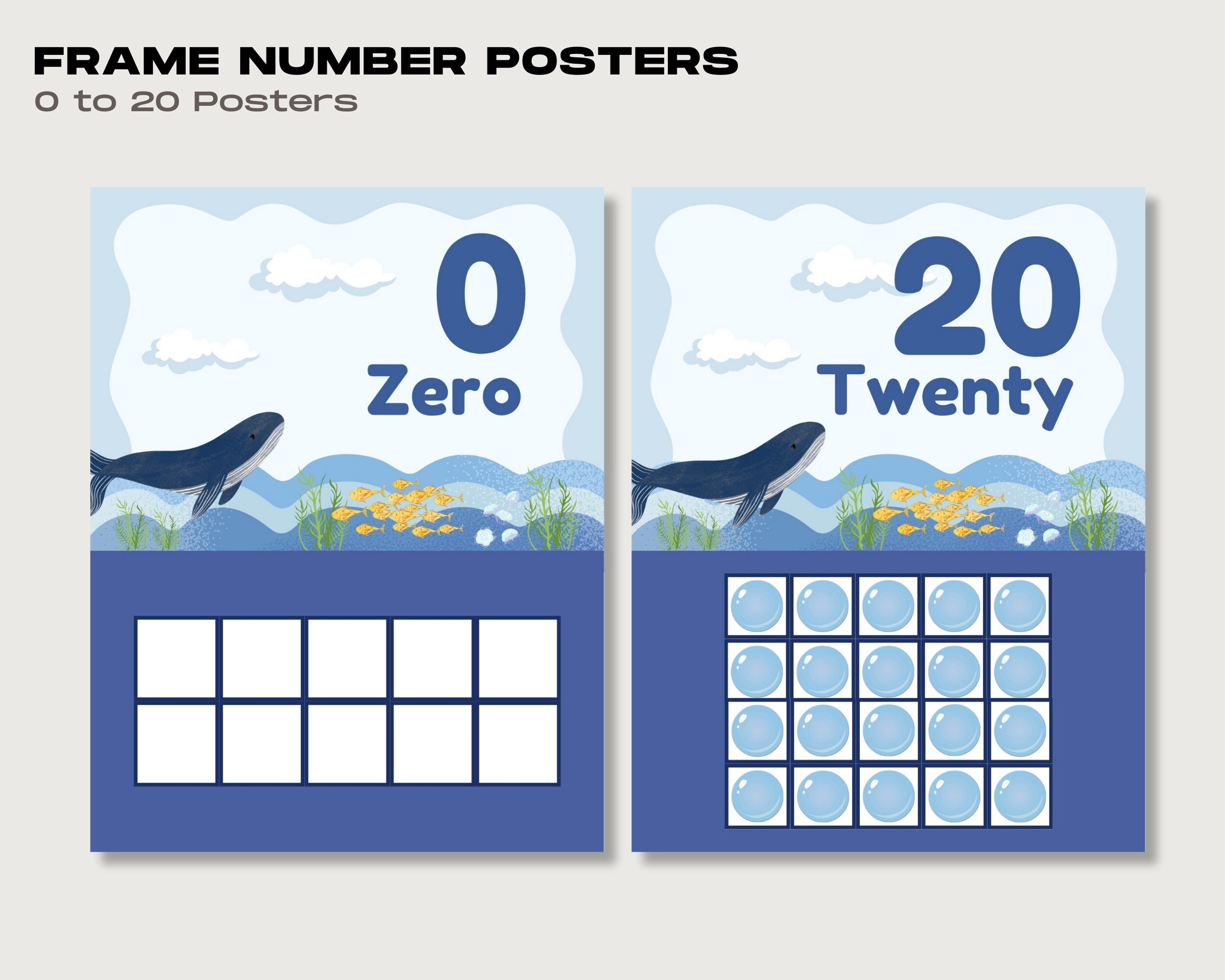 Ocean Theme Number Posters, Printable & Editable Number Posters, Ten ...
