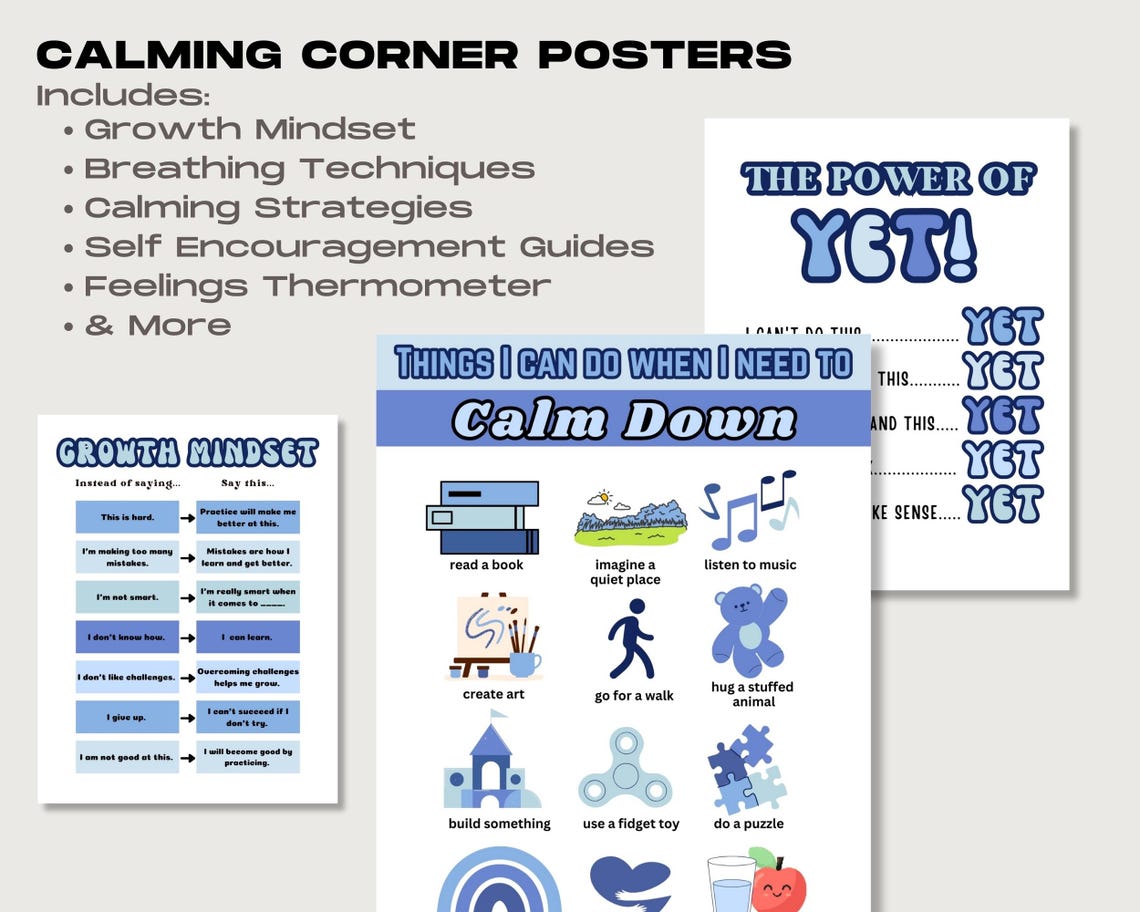 Ocean Theme Calming Corner Posters, Printable & Editable Breathing ...