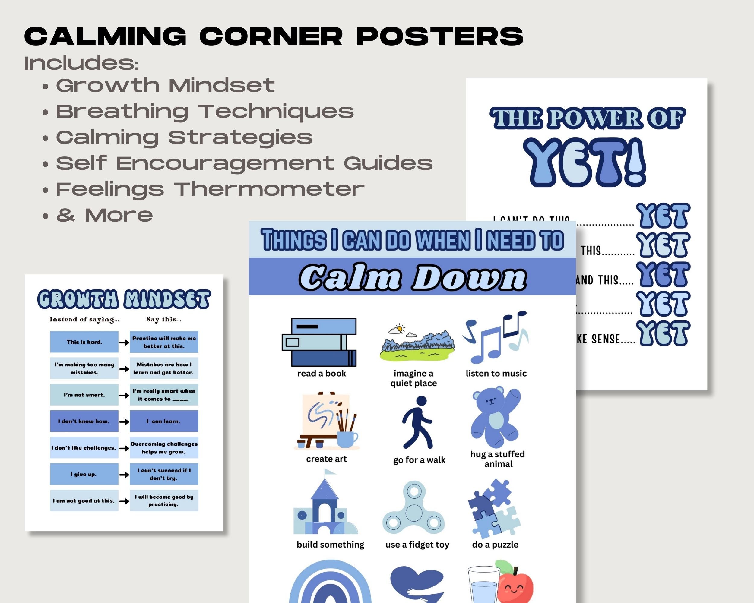 Ocean Theme Calming Corner Posters, Printable & Editable Breathing ...