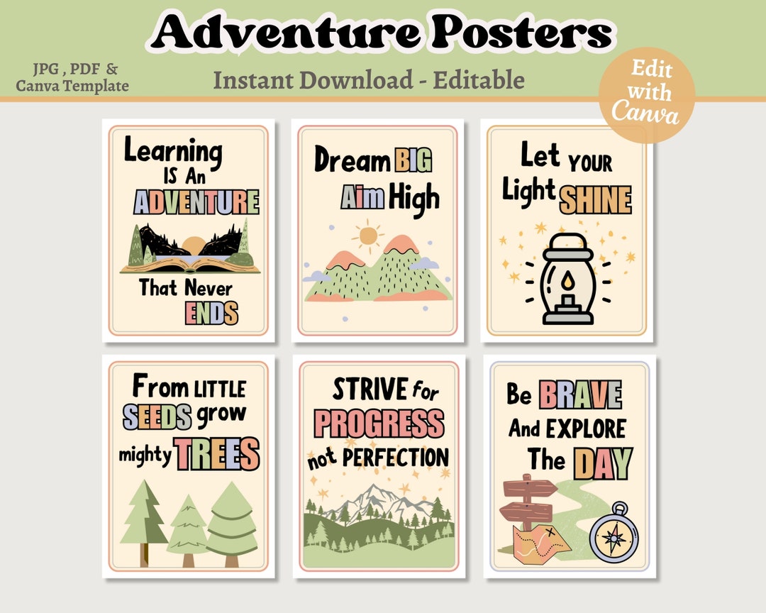 Classroom Inspirational Posters, Printable & Editable Growth Mindset ...