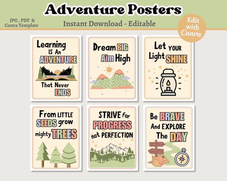 Classroom Inspirational Posters, Printable & Editable Growth Mindset ...