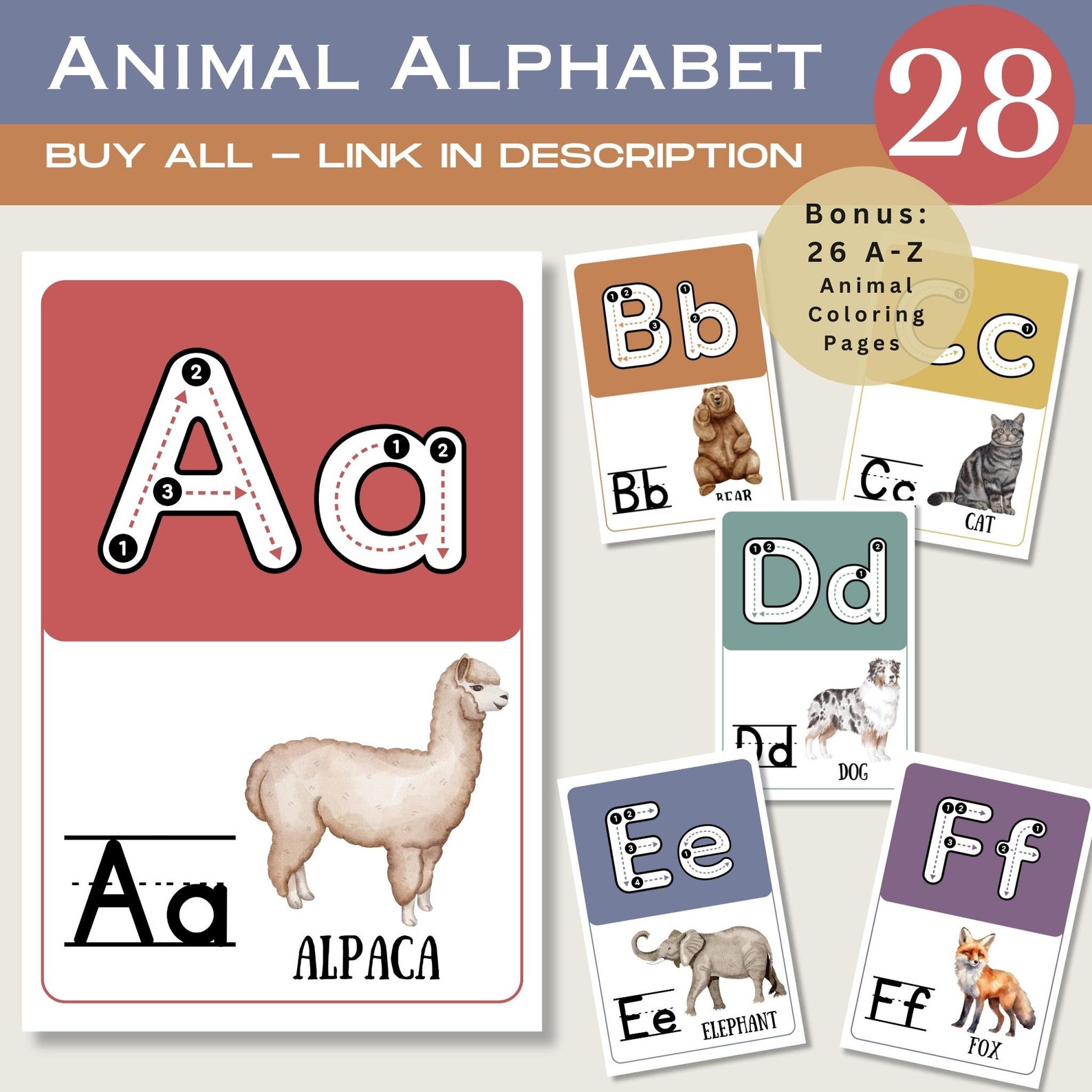 Animal Alphabet A-Z Coloring Pages, Pre-k Alphabet Coloring Pages ...