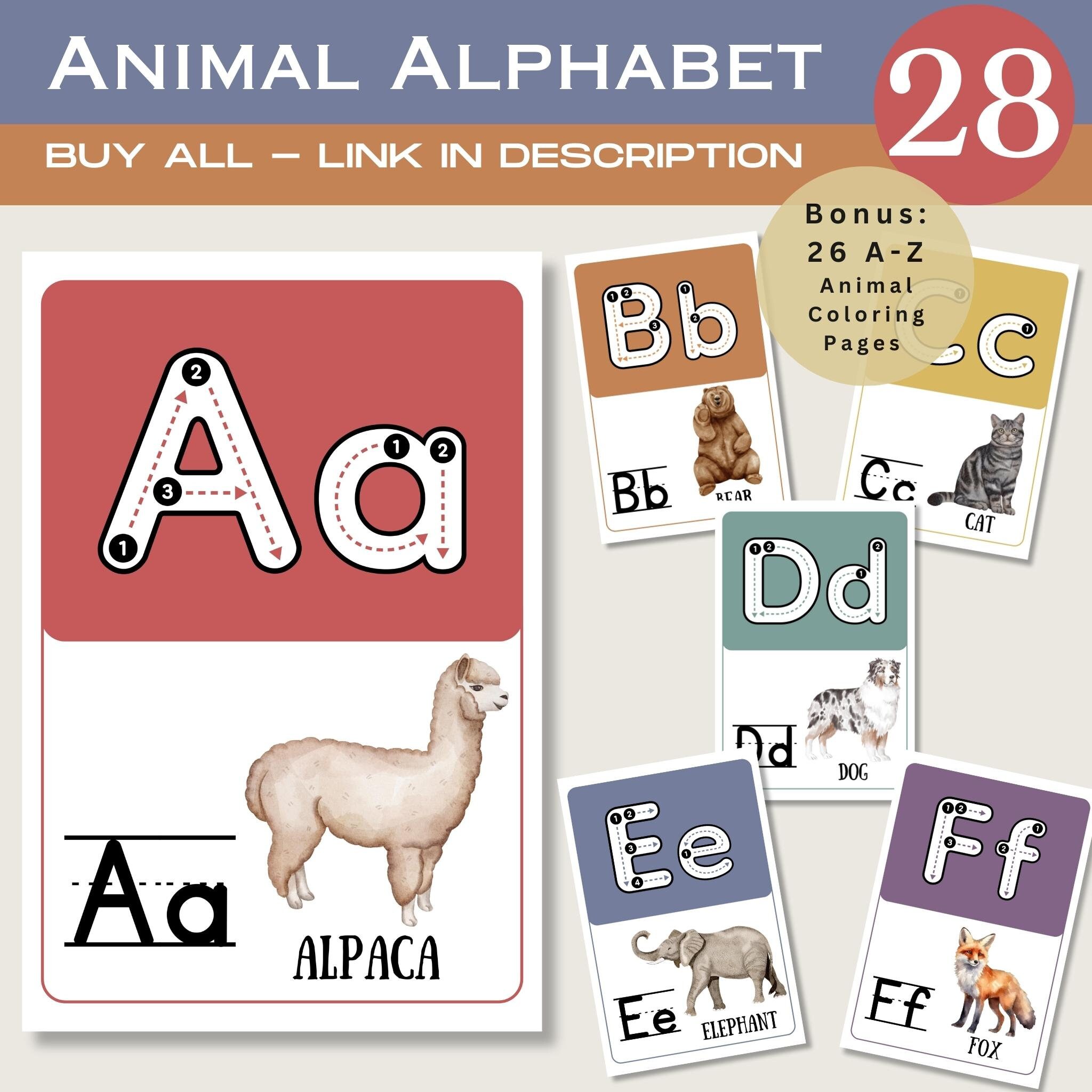 Animal Alphabet A-Z Coloring Pages, Pre-k Alphabet Coloring Pages ...