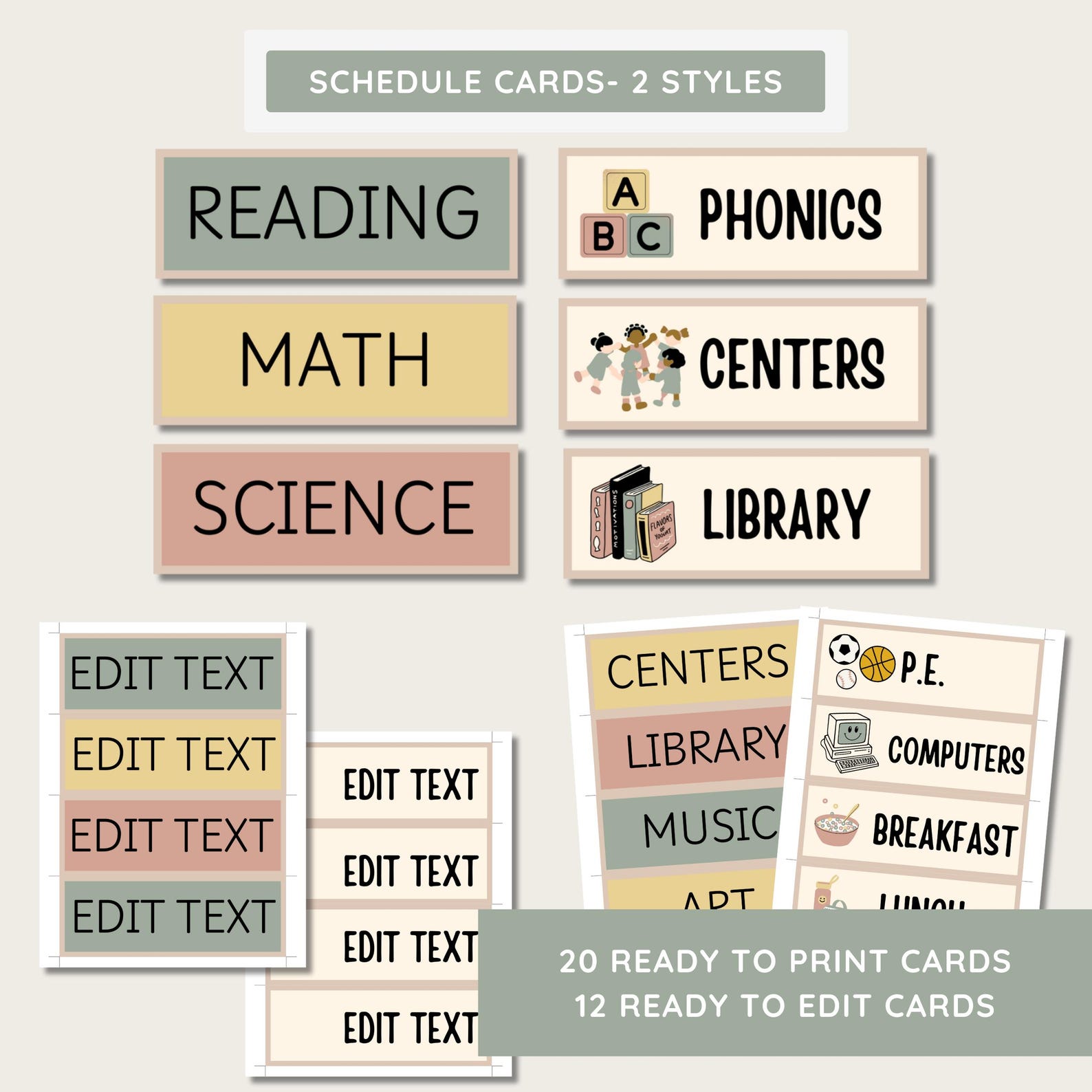 Calm Daisy Class Schedule Kit: Printable Classroom Decor (canva ...