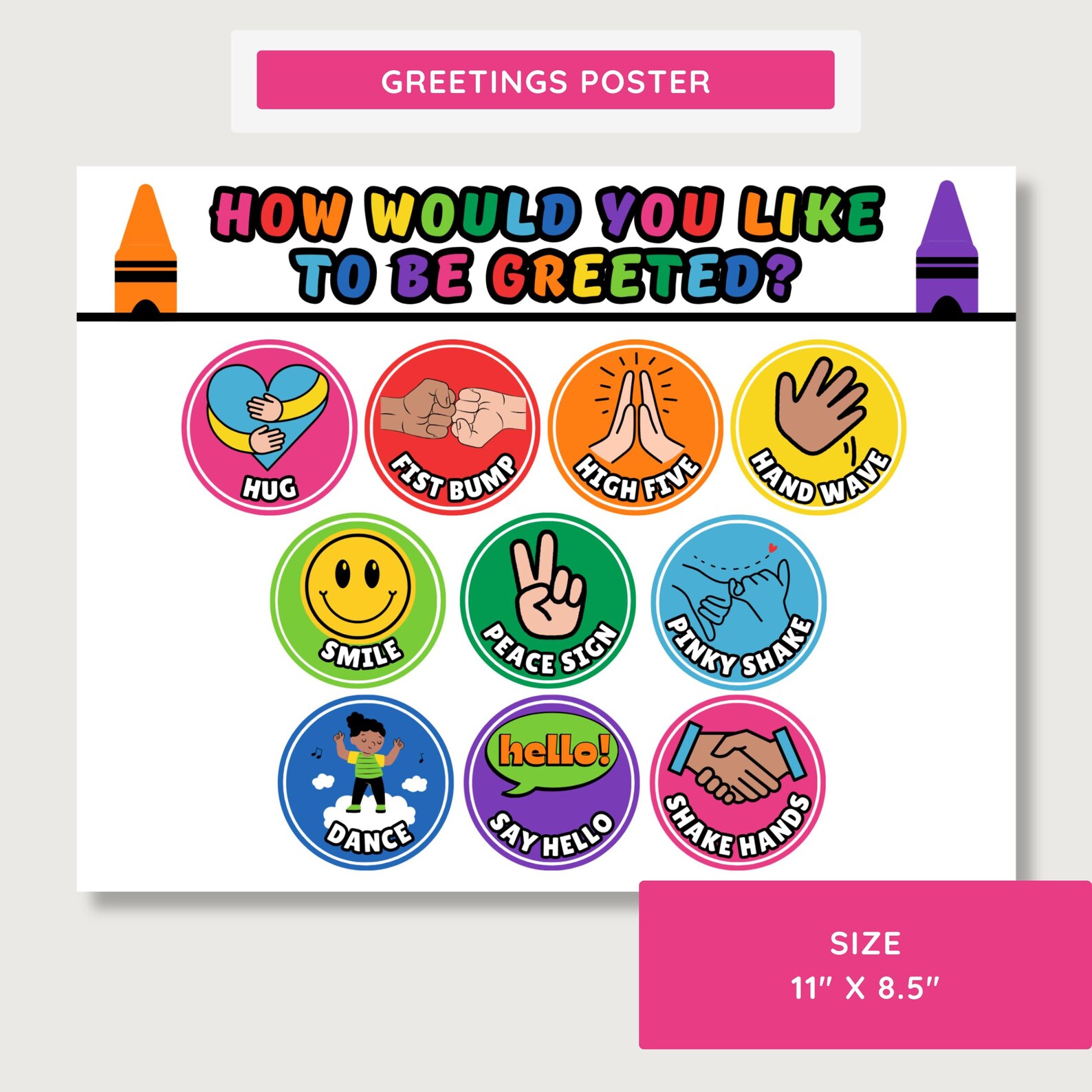 Rainbow Crayon Classroom Greetings Poster: Editable Student Display ...