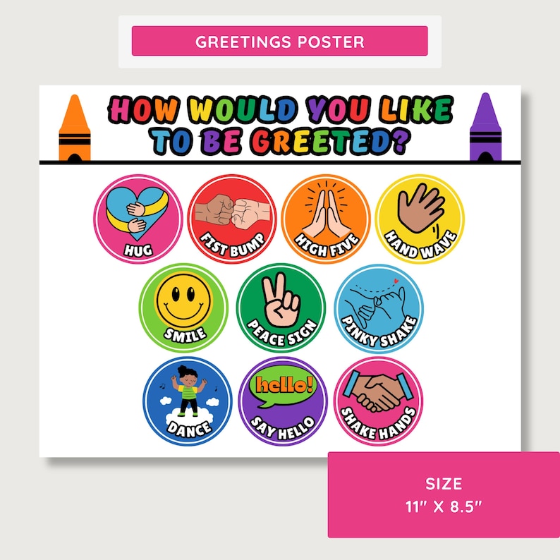 Rainbow Crayon Classroom Greetings Poster: Editable Student Display ...