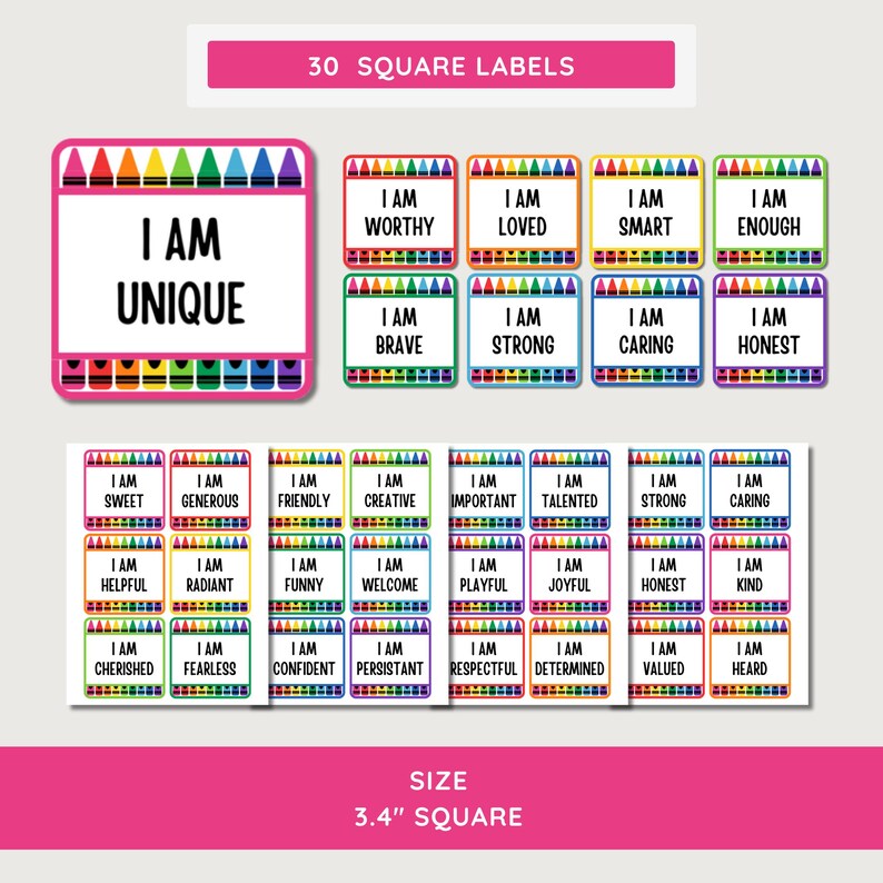 Rainbow Crayon Affirmation Station Kit: Editable Classroom Decor (canva ...