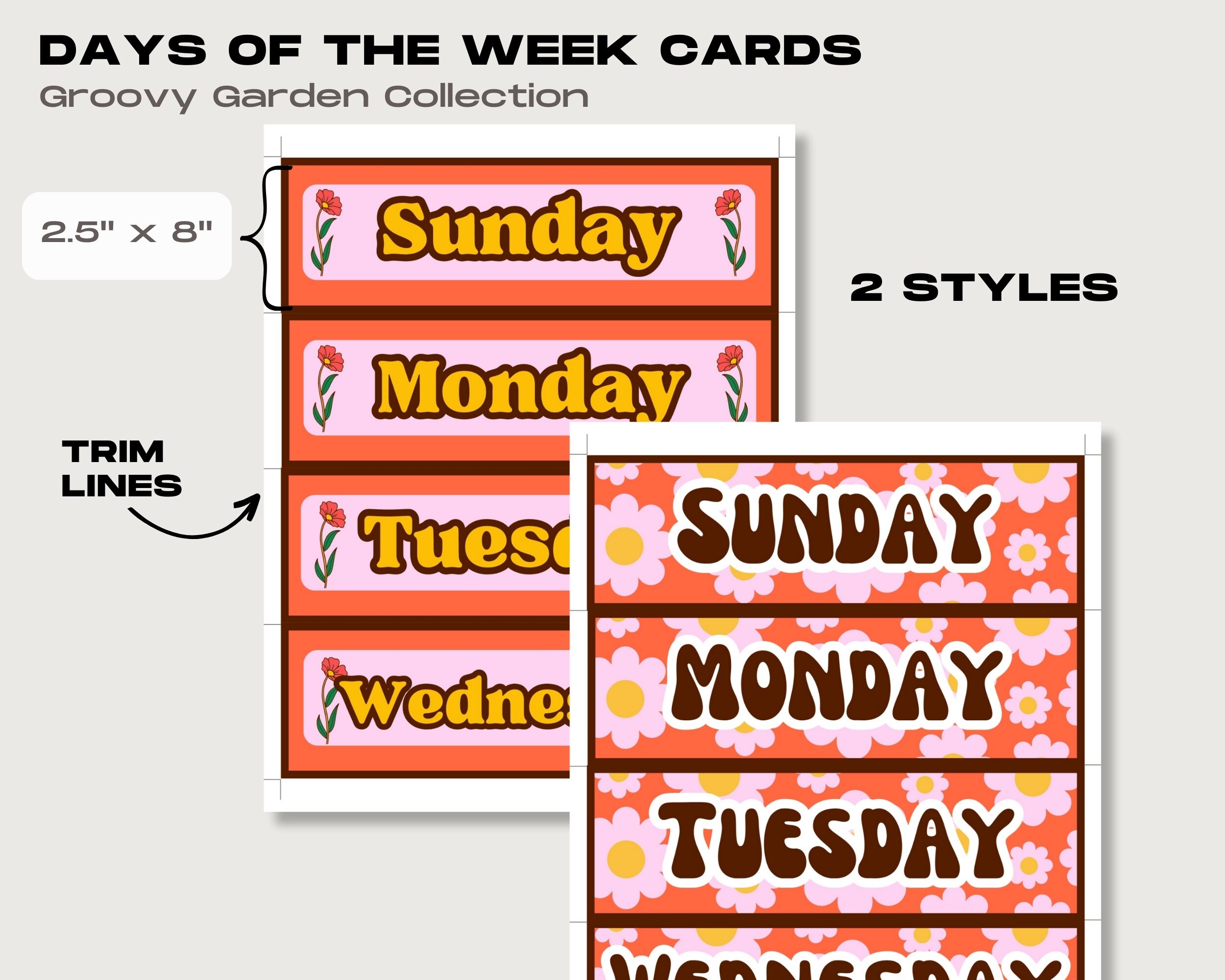 Groovy Flip Calendar, Printable & Editable Flip Calendar, Sight Words ...