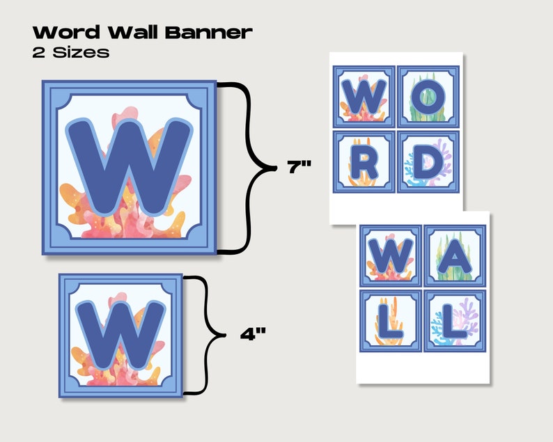 Ocean Theme Word Wall, Printable & Editable Classroom Sight Words Wall ...