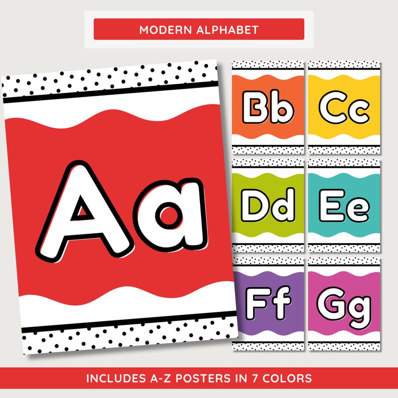 Rainbow Alphabet Classroom Posters, Happy Bright A-Z Cursive Printable ...