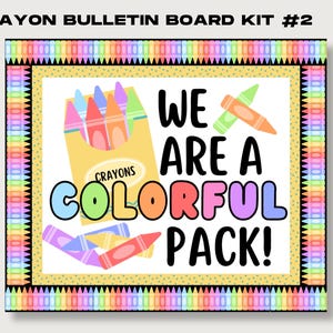 Classroom Bulletin Board Kit Display, Printable Rainbow Crayon Welcome ...