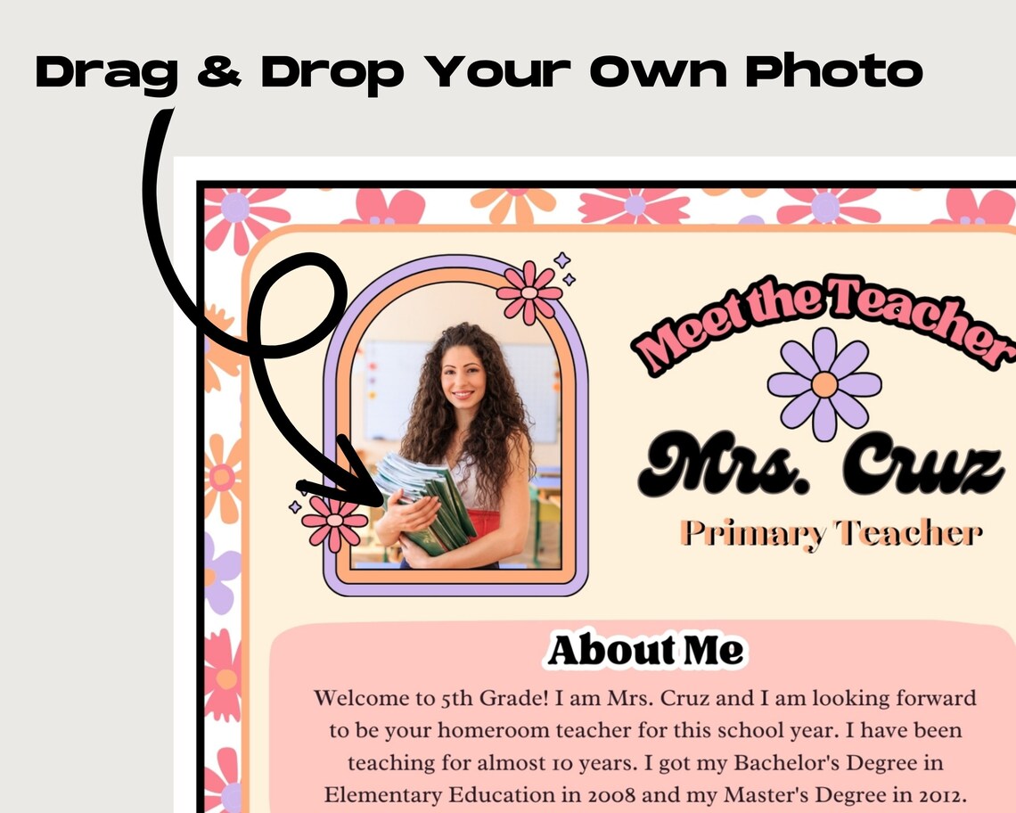 Retro Meet the Teacher Printable, Editable Teacher Introduction Letter ...