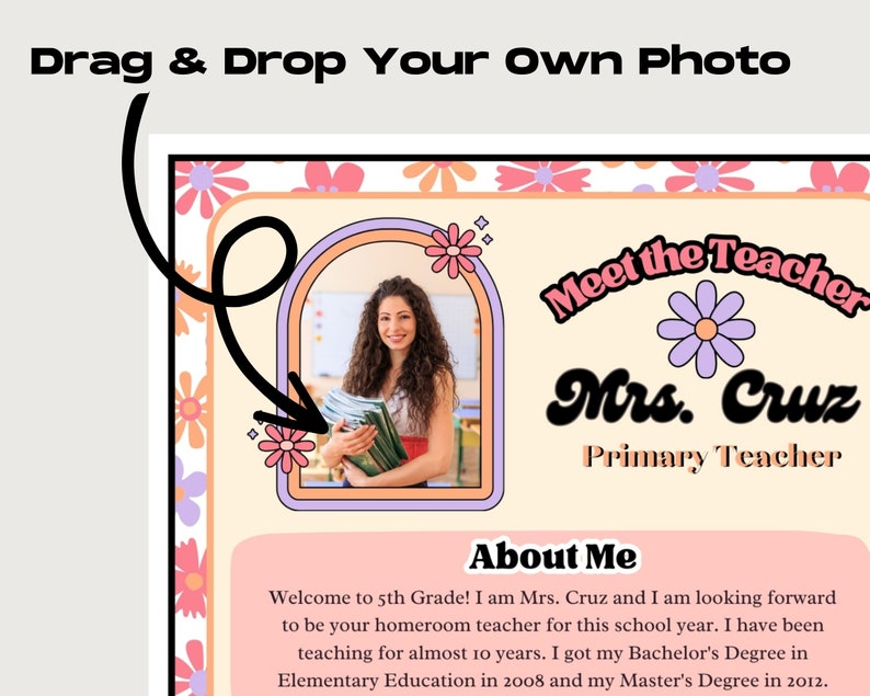 Retro Meet the Teacher Printable, Editable Teacher Introduction Letter ...