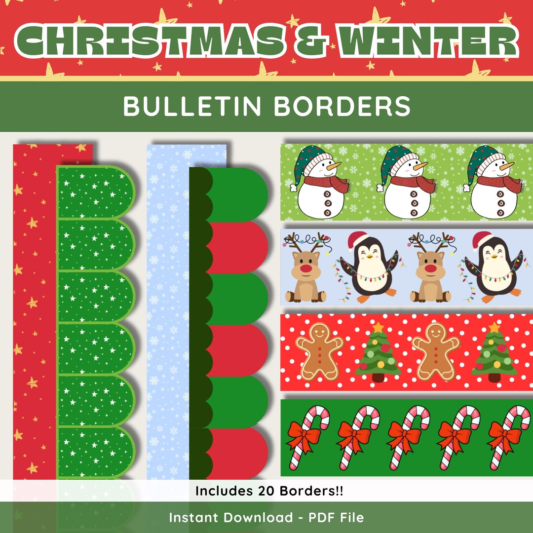 Christmas Bulletin Board Borders: Winter Classroom Decor (canva ...