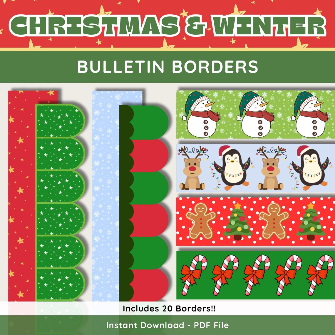 Christmas Bulletin Board Borders: Winter Classroom Decor (canva ...