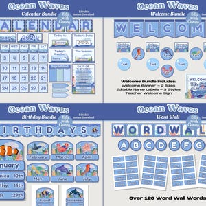 Ocean Theme Classroom Decor Bundle: Editable Posters (canva Template ...