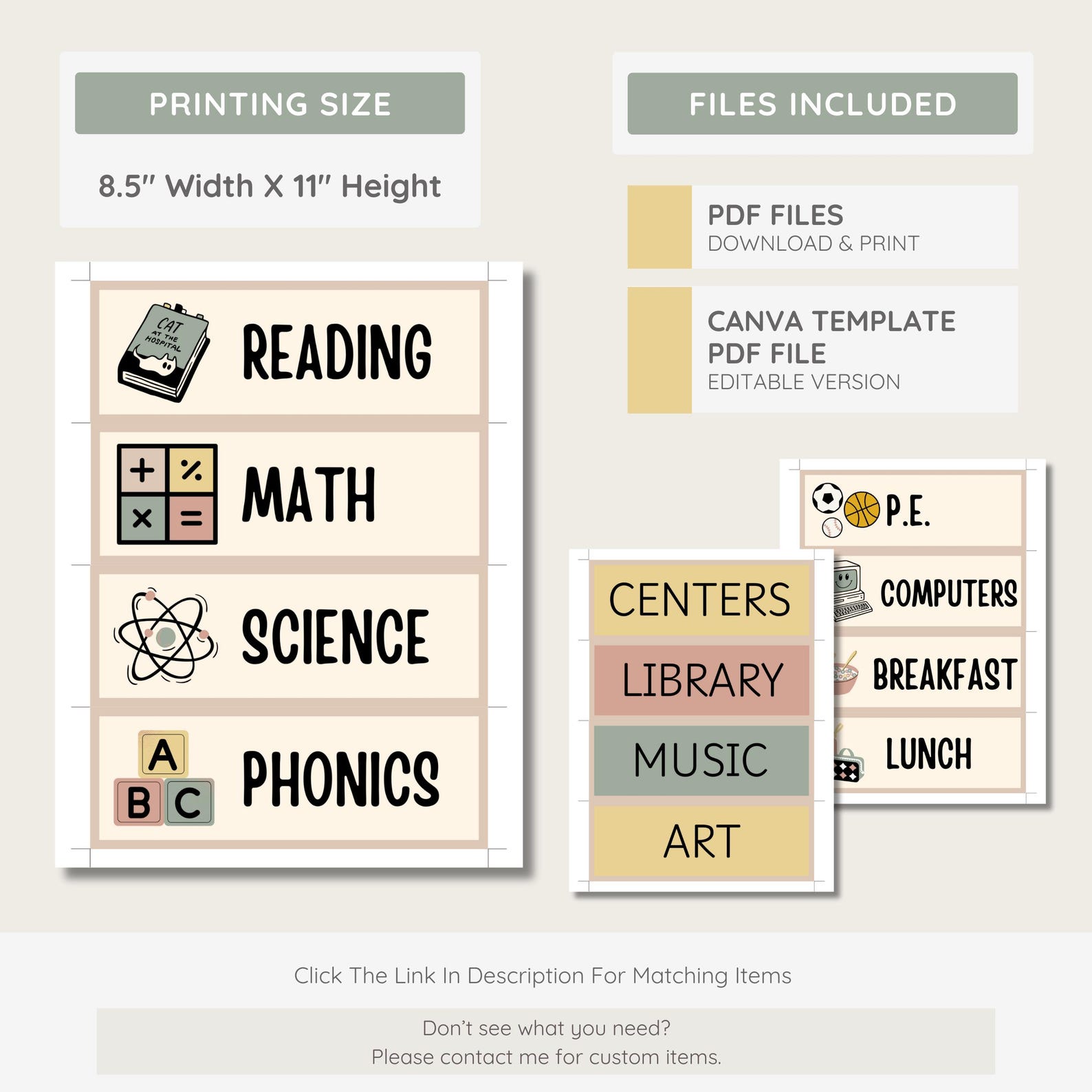 Calm Daisy Class Schedule Kit: Printable Classroom Decor (canva ...