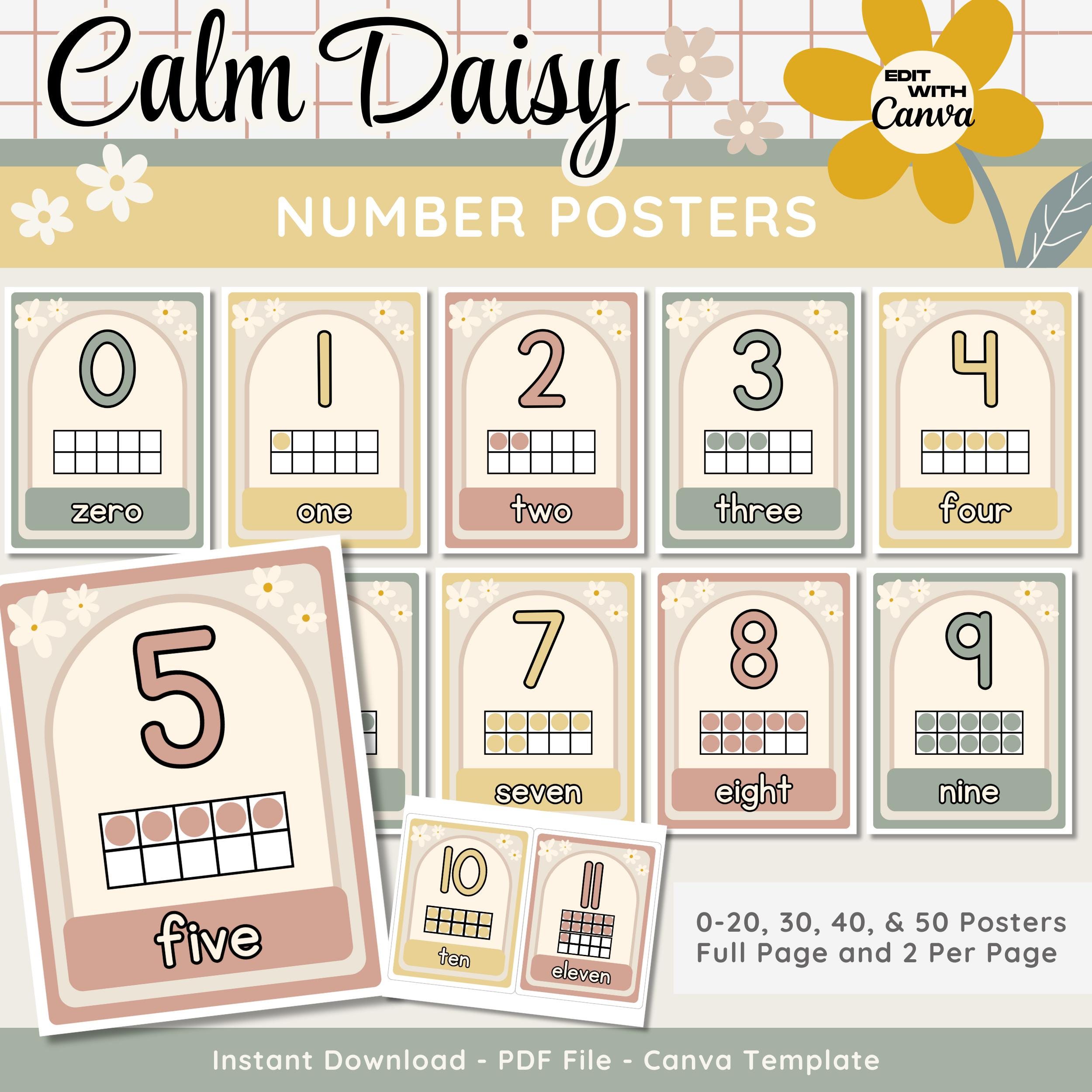 Boho Ten Frame Number Posters: Neutral Classroom Decor (canva Template ...