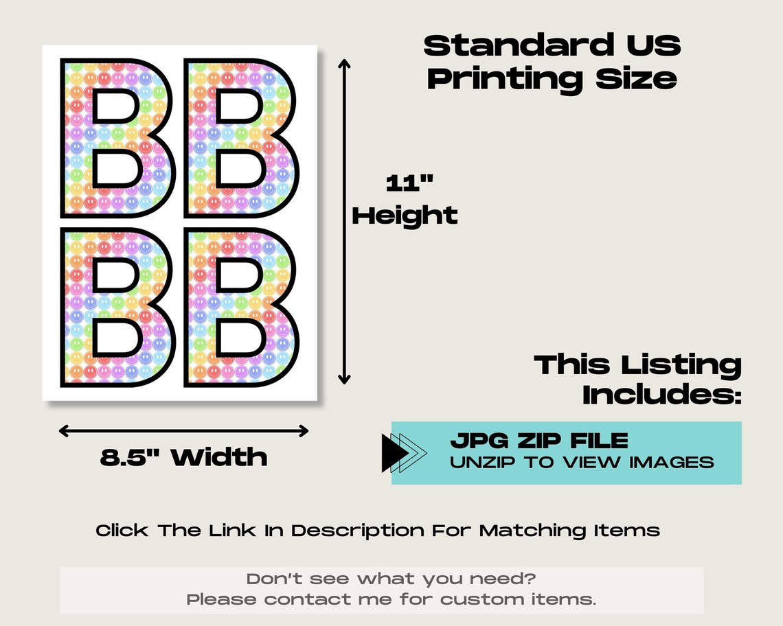 Rainbow Happy Face Bulletin Board Letters, Printable A-Z Display ...