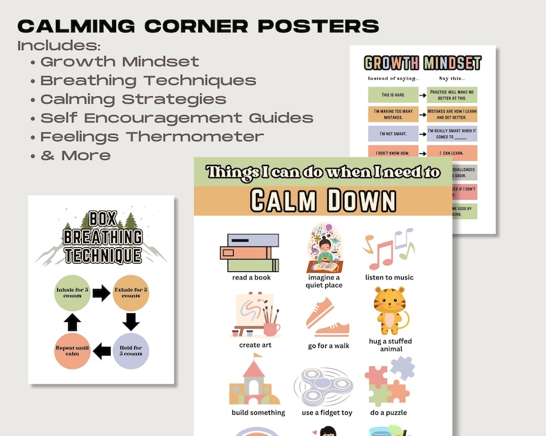 Calming Corner, Printable & Editable Calming Posters, Breathing ...