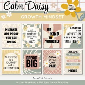 Boho Growth Mindset Posters: Daisy Classroom Decor (canva Template) - Etsy