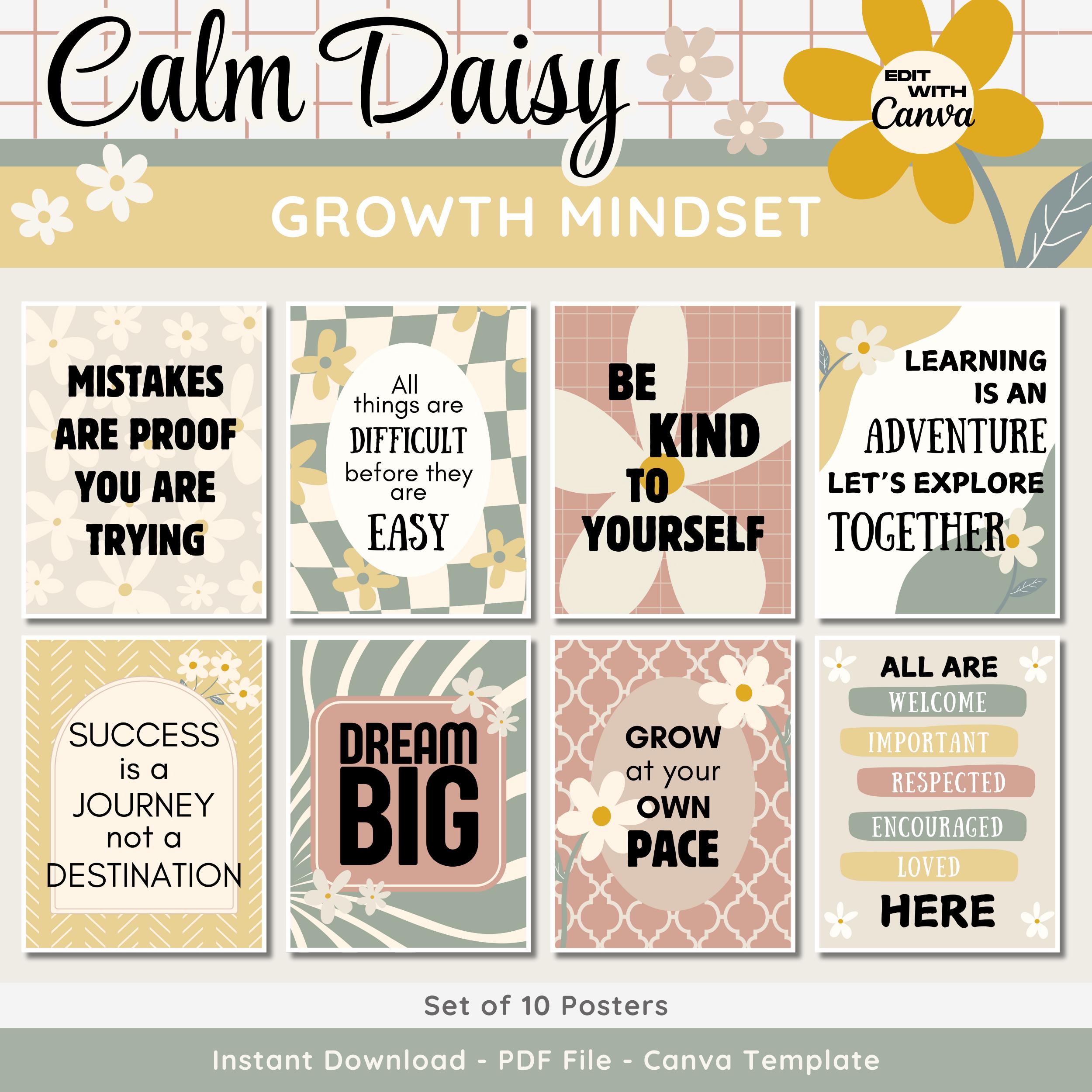 Boho Growth Mindset Posters, Printable Kids Inspirational Prints ...