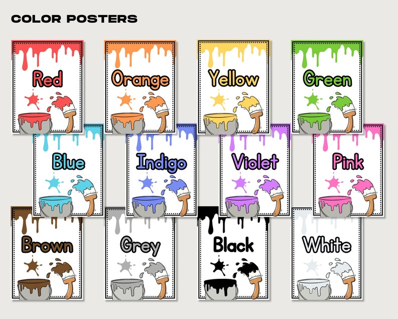 Bright Rainbow Color Posters, Color Flash Cards, Editable Color Posters ...