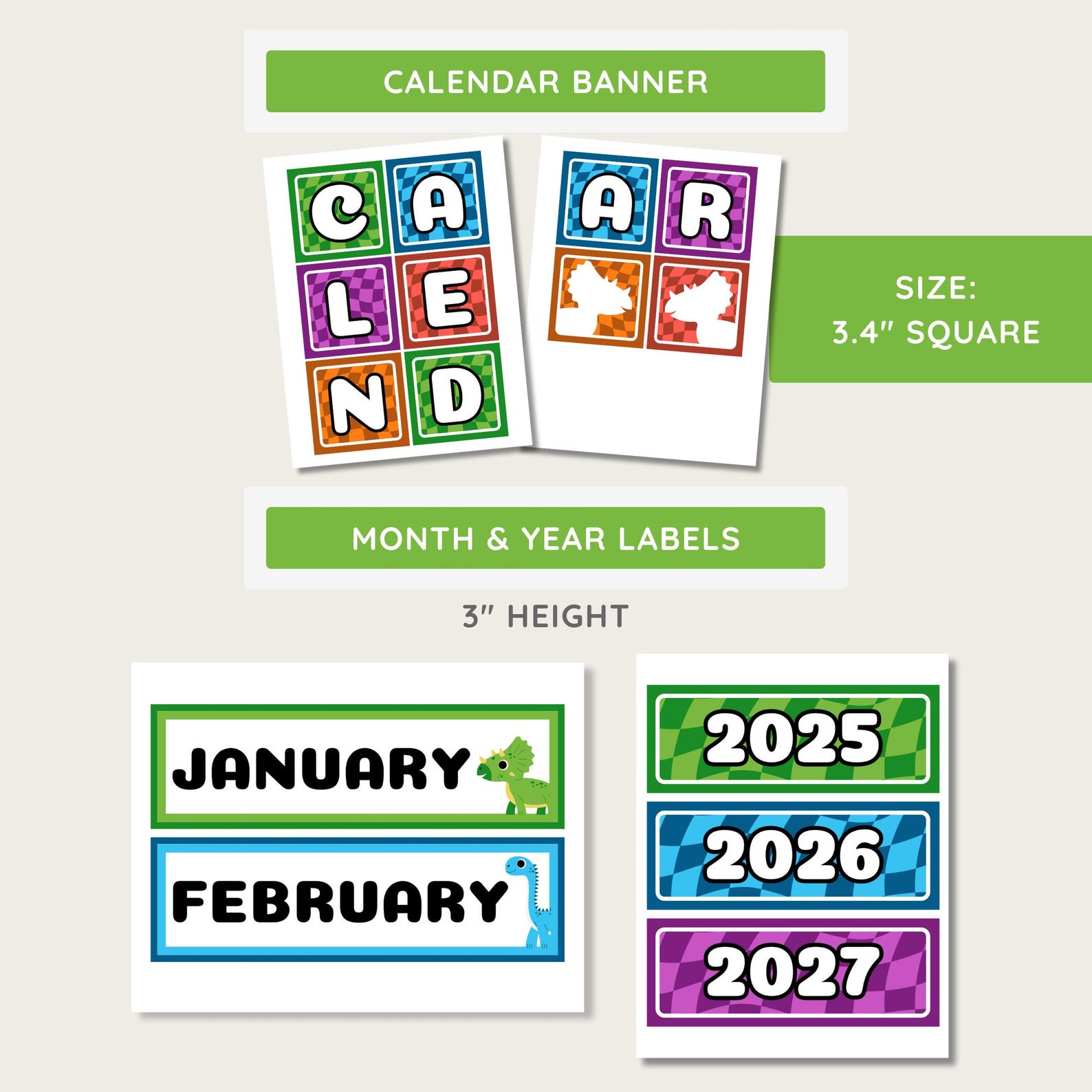 Dinosaur Classroom Calendar Kit: Editable Printable Theme (canva ...