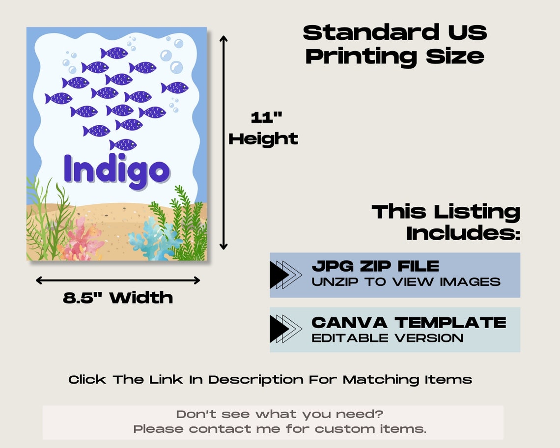 Ocean Theme Color Posters, Printable & Editable Classroom Color Posters ...