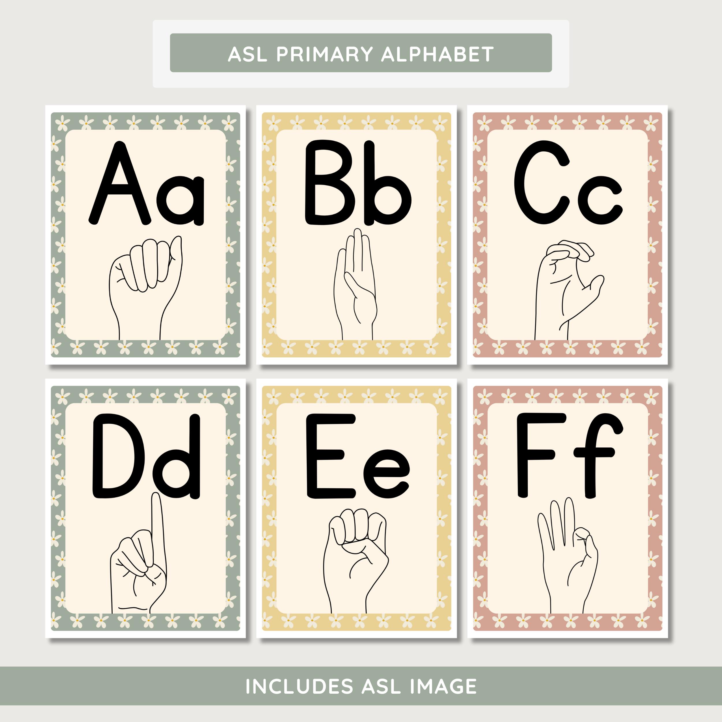 Daisy Alphabet Posters: Neutral ASL ABC Classroom Decor (canva Template ...