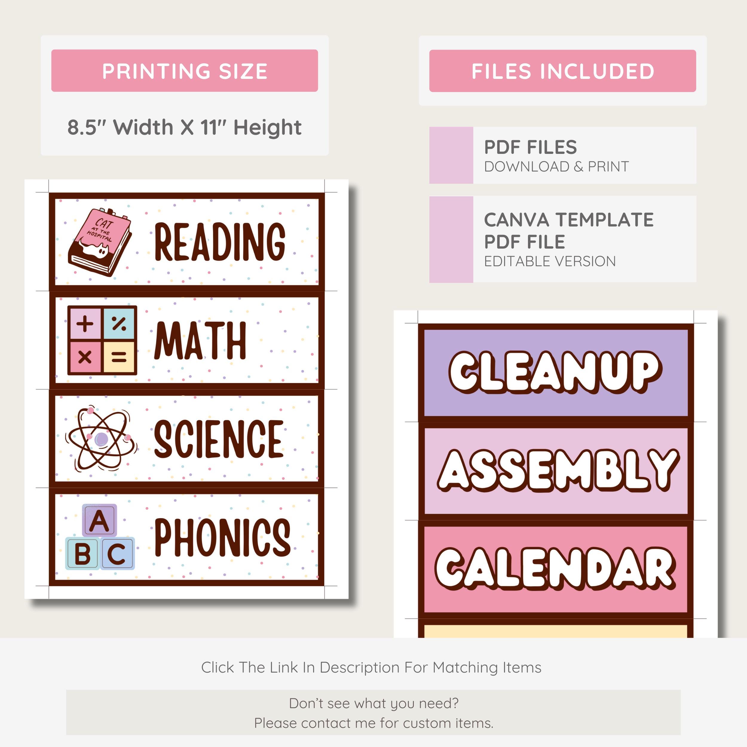 Class Schedule Display, Printable & Editable Today's Schedule Bulletin ...