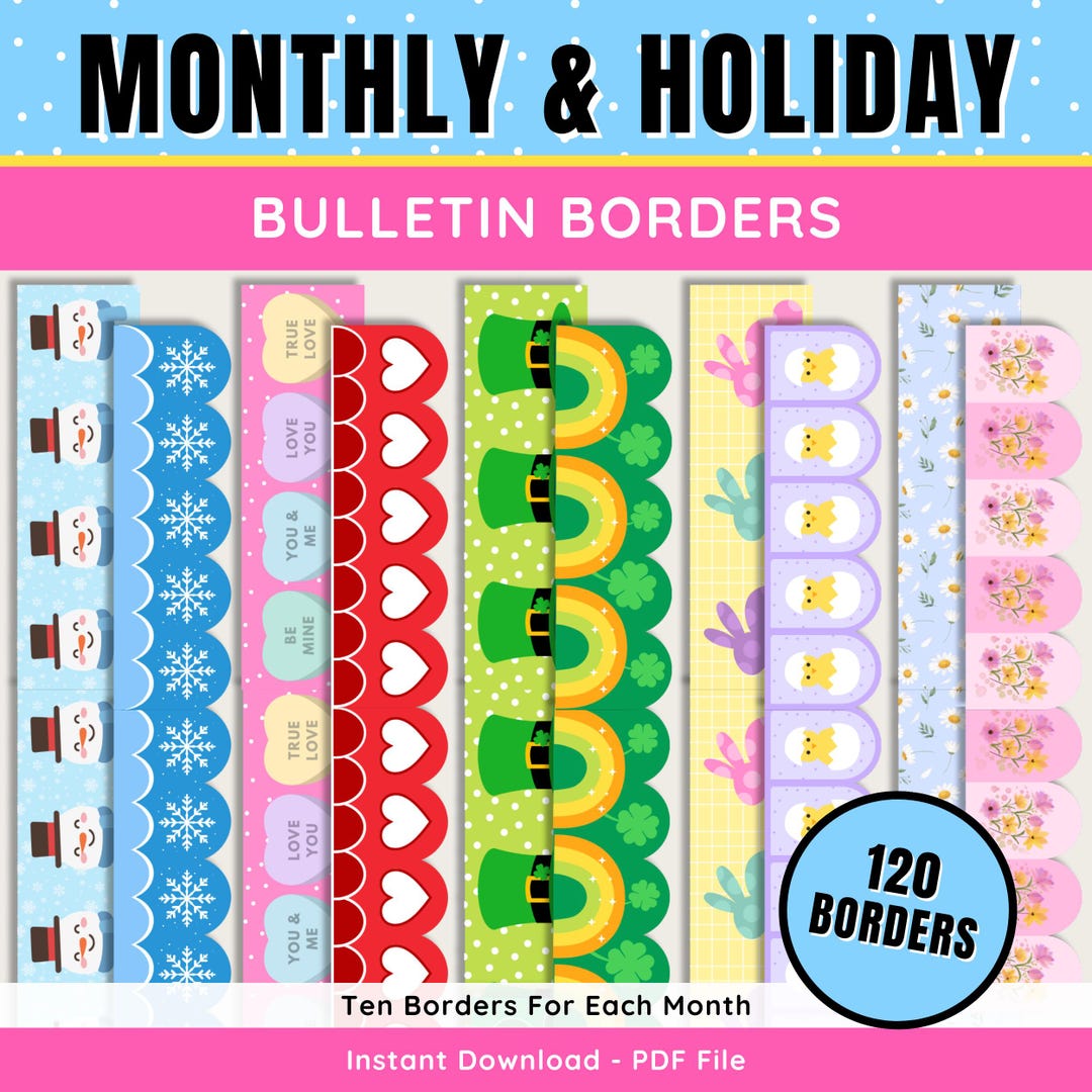 Monthly & Holiday Bulletin Borders: Seasonal Displays, Printable PDF ...
