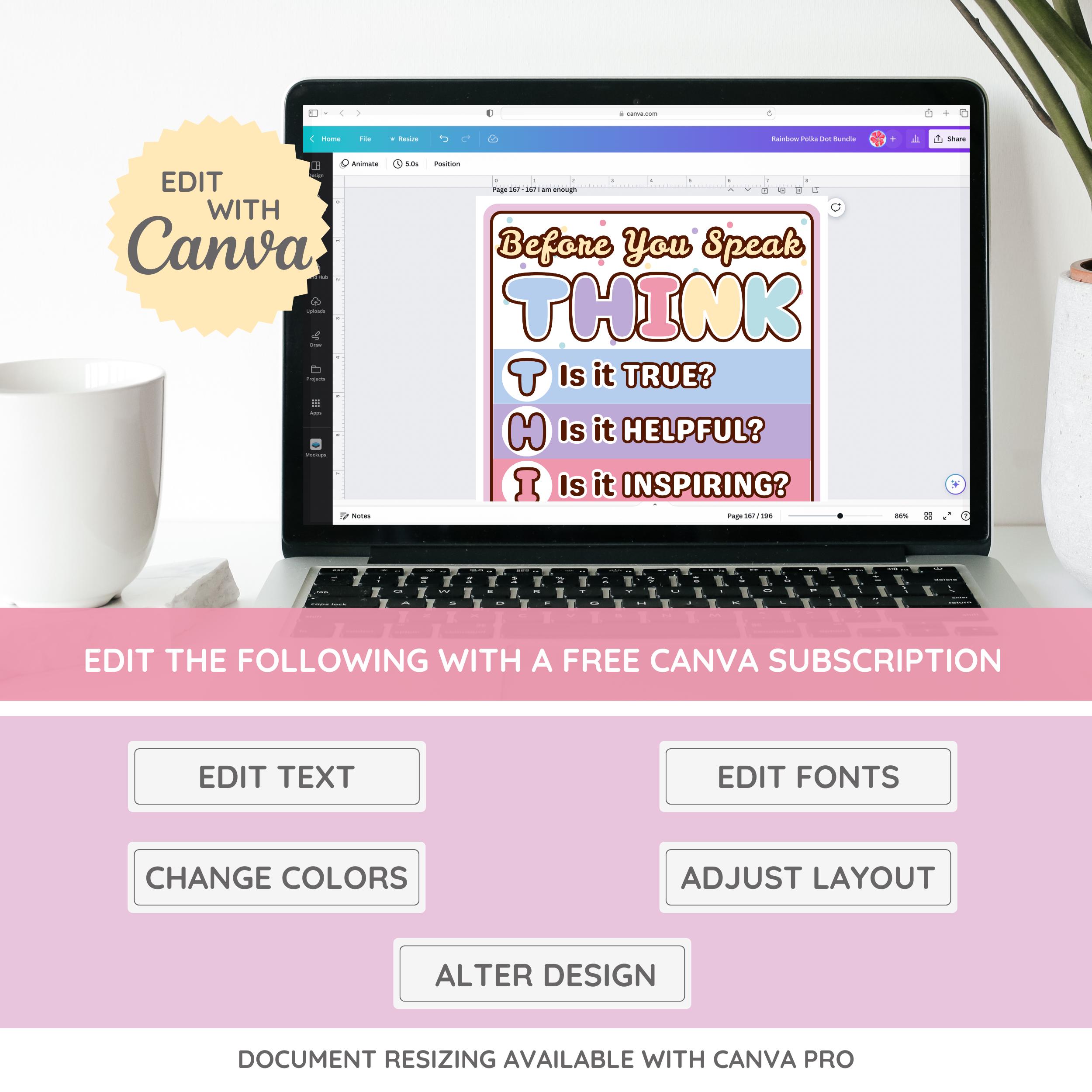 Before You Speak Think Classroom Poster, Printable & Editable Classroom ...