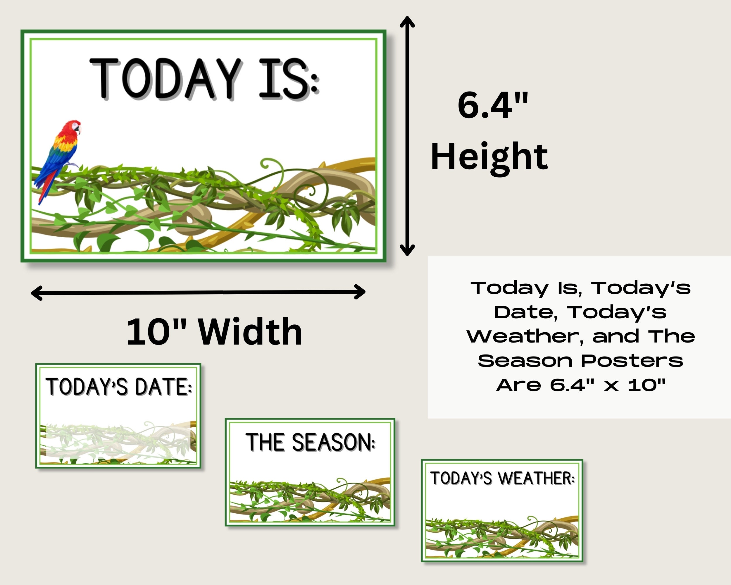 Jungle Calendar Bundle: Editable Classroom Decor (canva Template) - Etsy