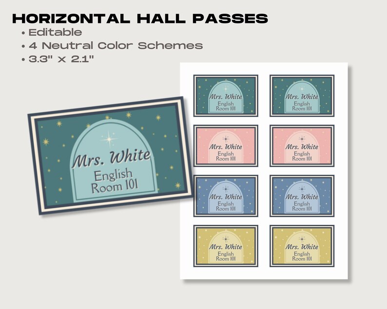 Boho Teacher Hall Passes: Editable School Bathroom Passes (digital ...