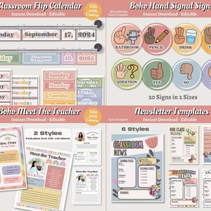 Boho Rainbow Classroom Decor Bundle: Teacher Printables (canva Template ...
