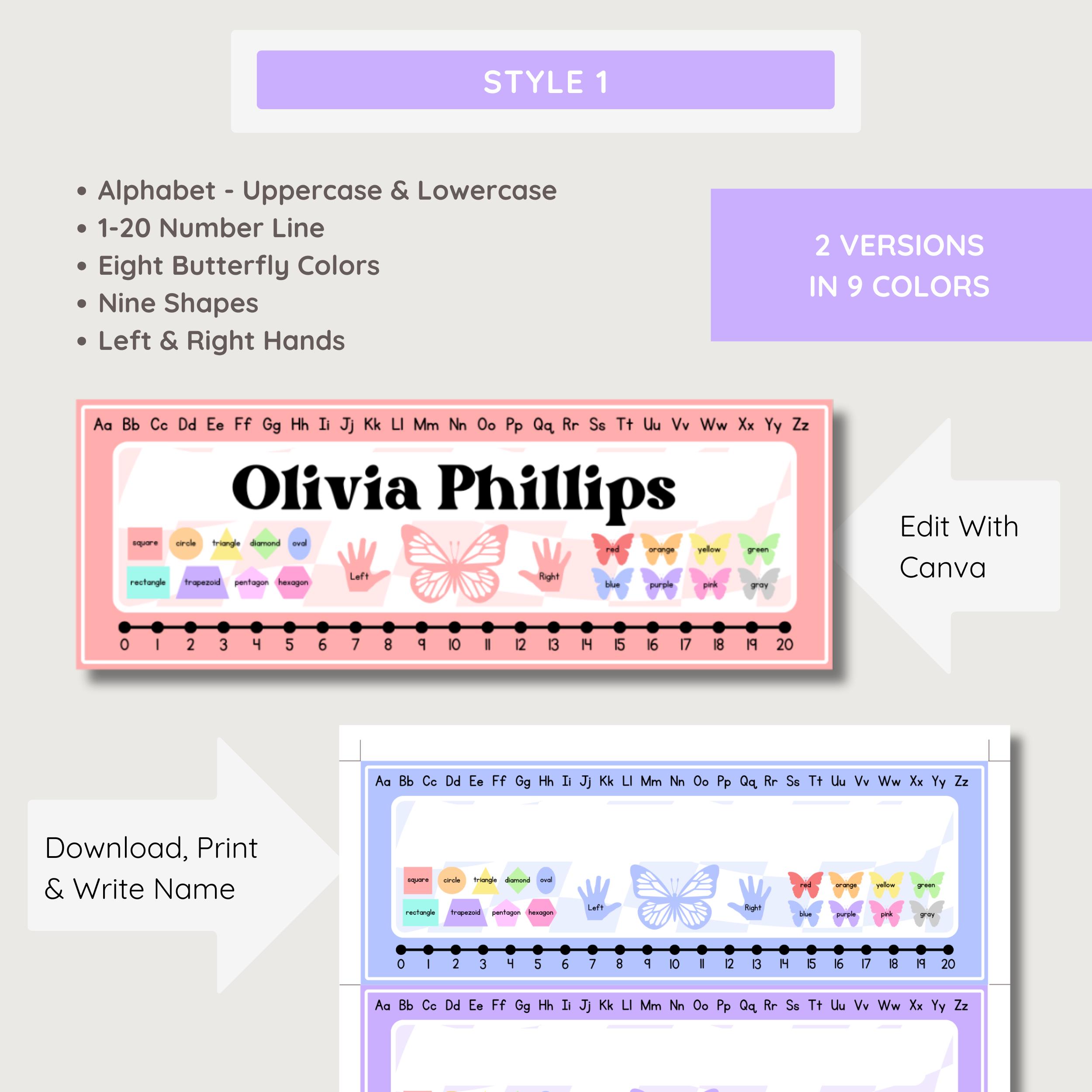 Butterfly Student Name Tags, Printable Editable Classroom Desk Plates ...