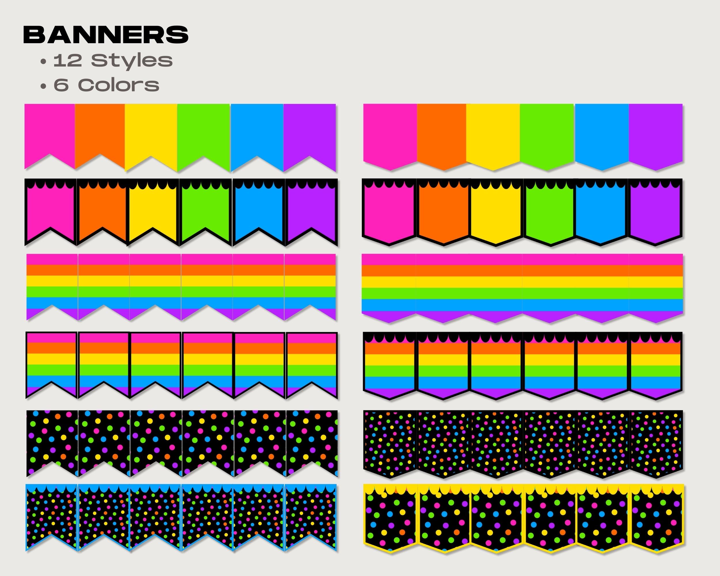 Neon Party Bulletin Board Kit: Editable Letters, Borders, Banners ...