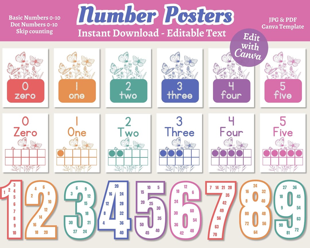 Rainbow Wildflower Number Posters, Skip Counting Posters, Learning ...