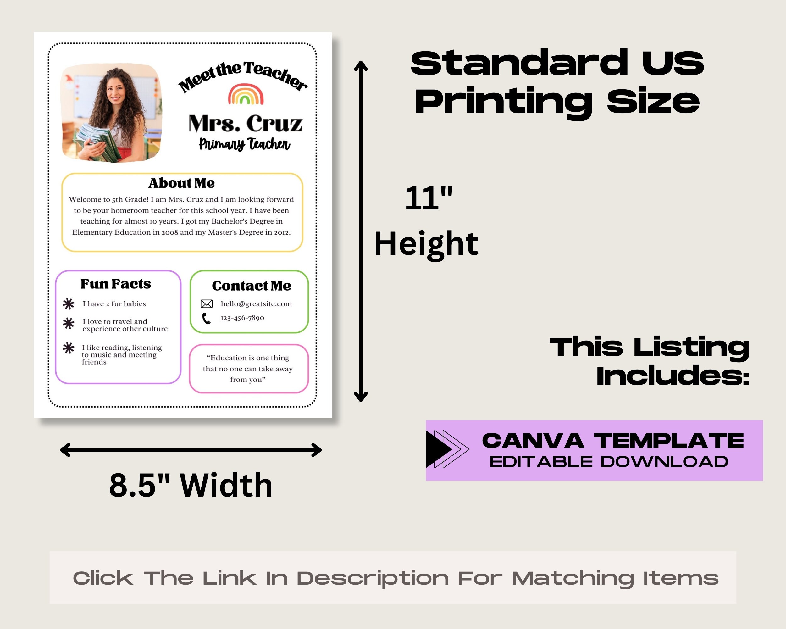 Rainbow Meet the Teacher Letter: Editable Template (digital Download ...