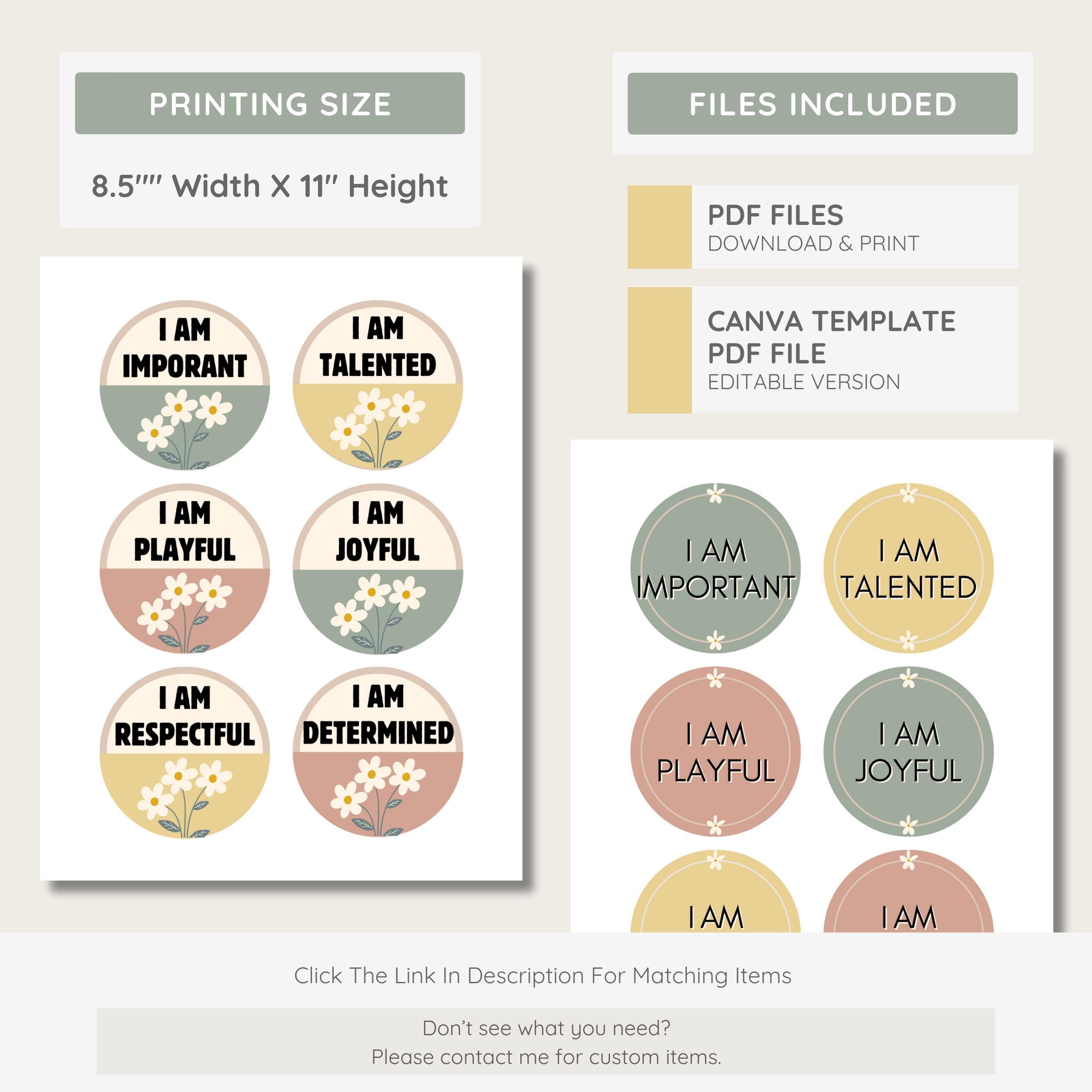 Boho Calm Daisy Affirmation Station: Classroom Decor (canva Template ...