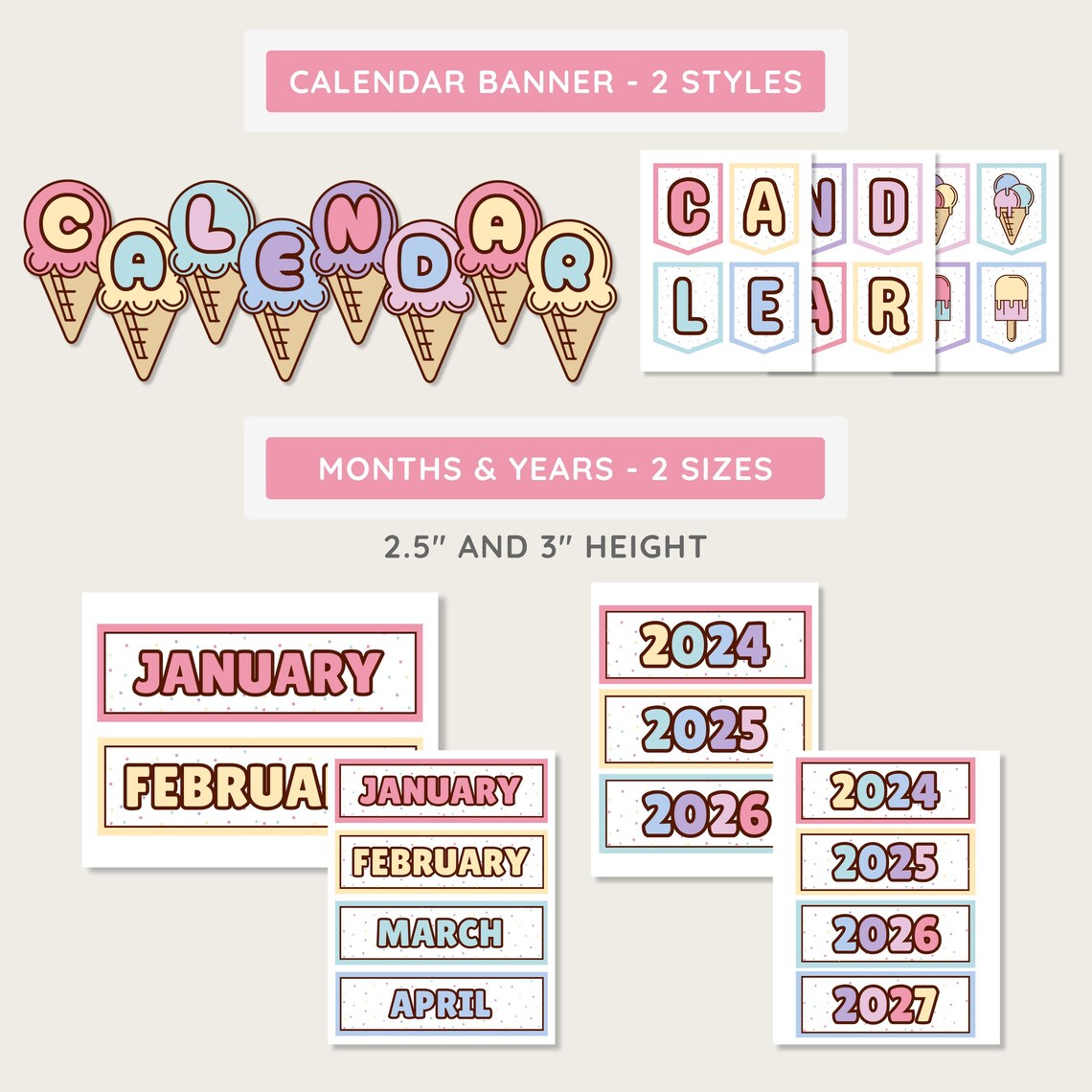 Pastel Classroom Calendar: Sweet Treats Decor (canva Template) - Etsy